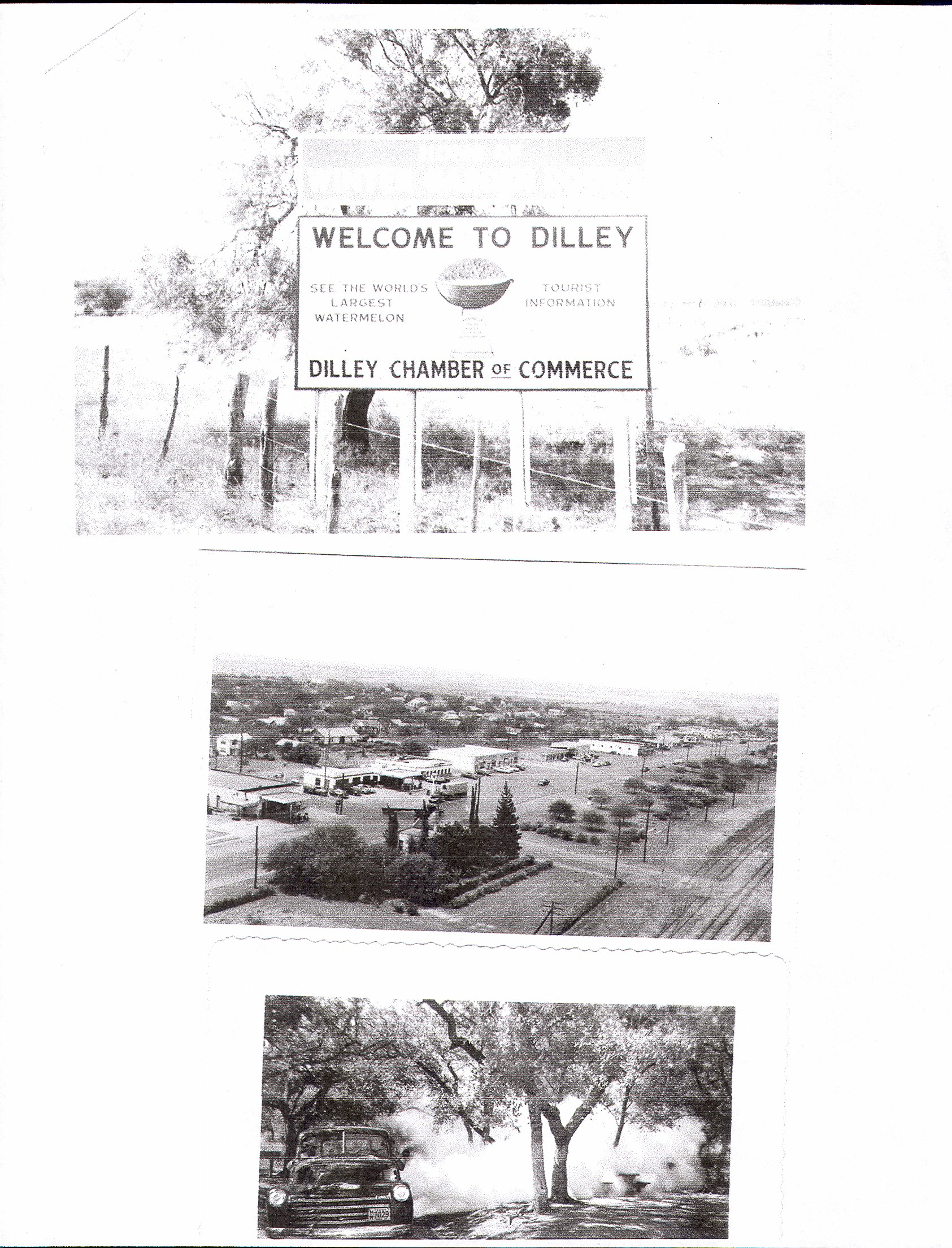 Top: Dilley welcome sign